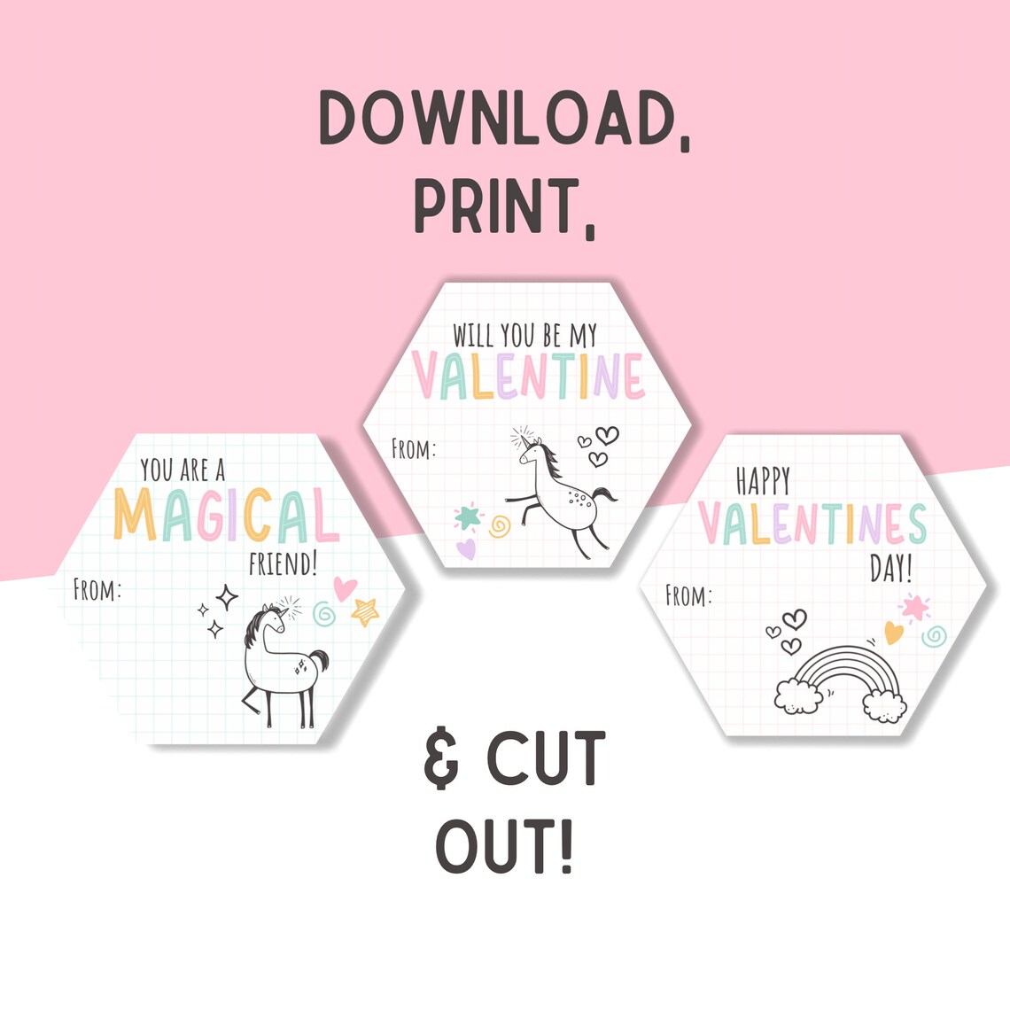 Printable Valentines Cards // Rainbow Unicorn Valentines Cards ...