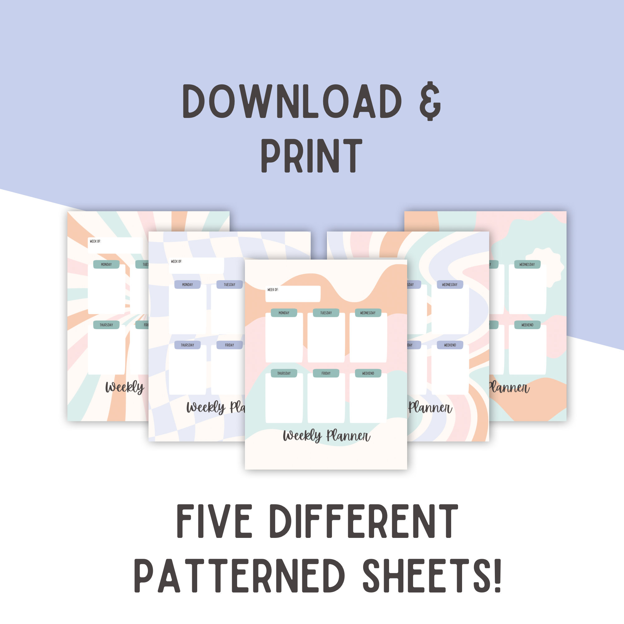 Retro Planner // Printable Planner Spreads // Digital Planner Spreads ...