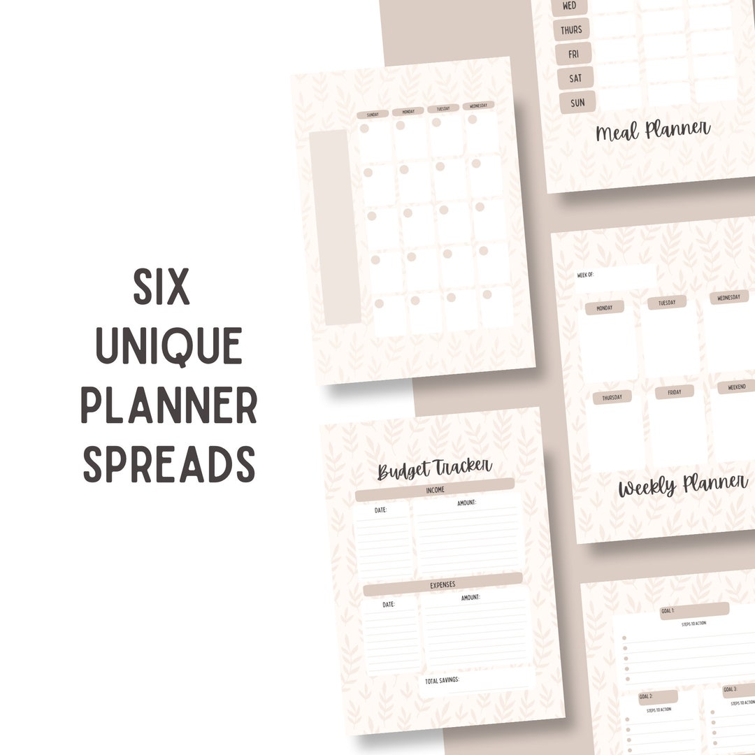 Beige Planner // Printable Planner Spreads // Digital Planner Spreads ...