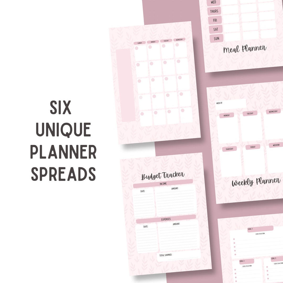 Pink Planner // Printable Planner Spreads // Digital Planner Spreads ...