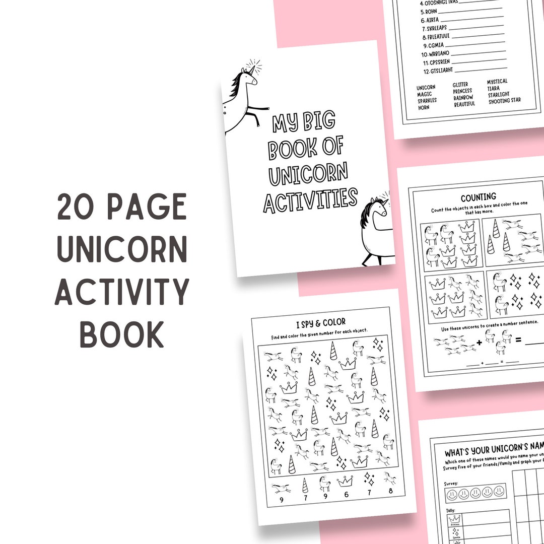 Printable Activity Book // Workbook // Unicorn Activity Book // Unicorn ...