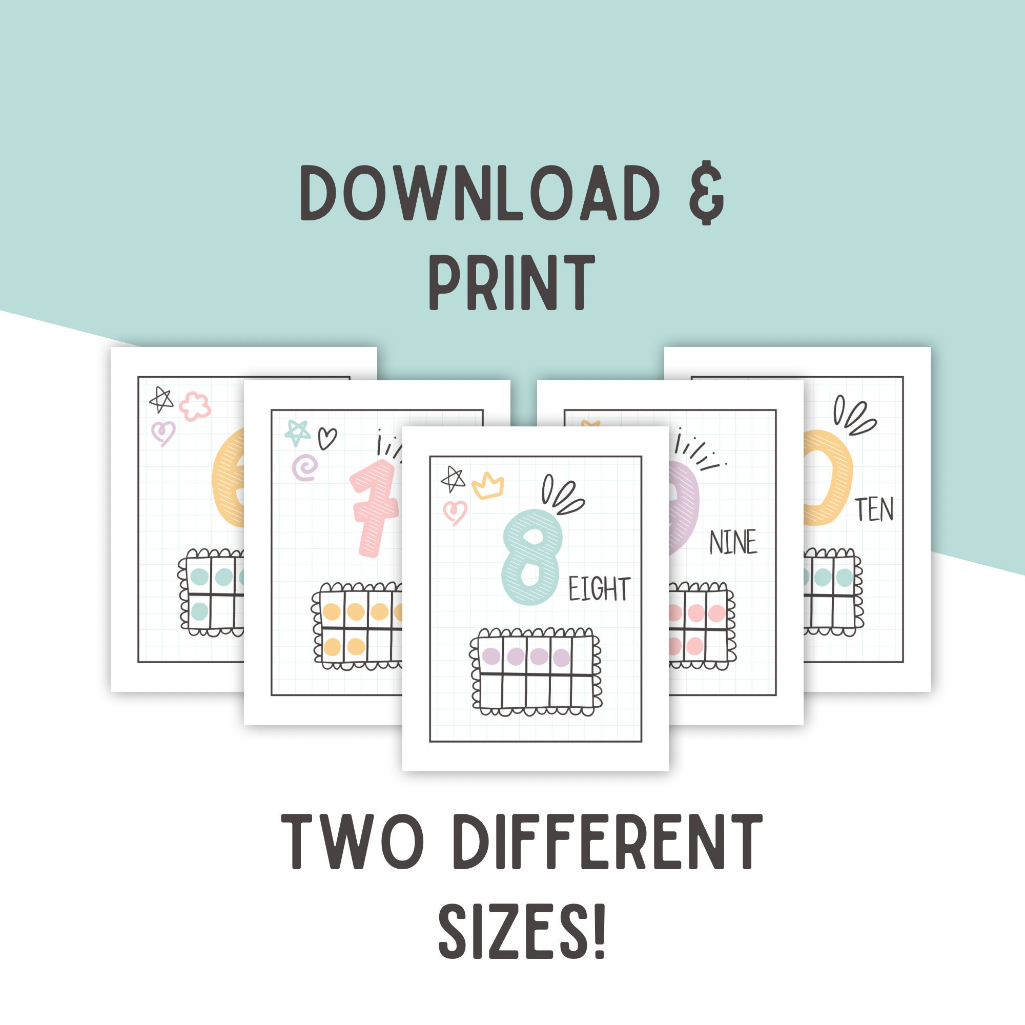 Classroom Decor // Number Posters // Numbers With Ten Frames // Pastel ...