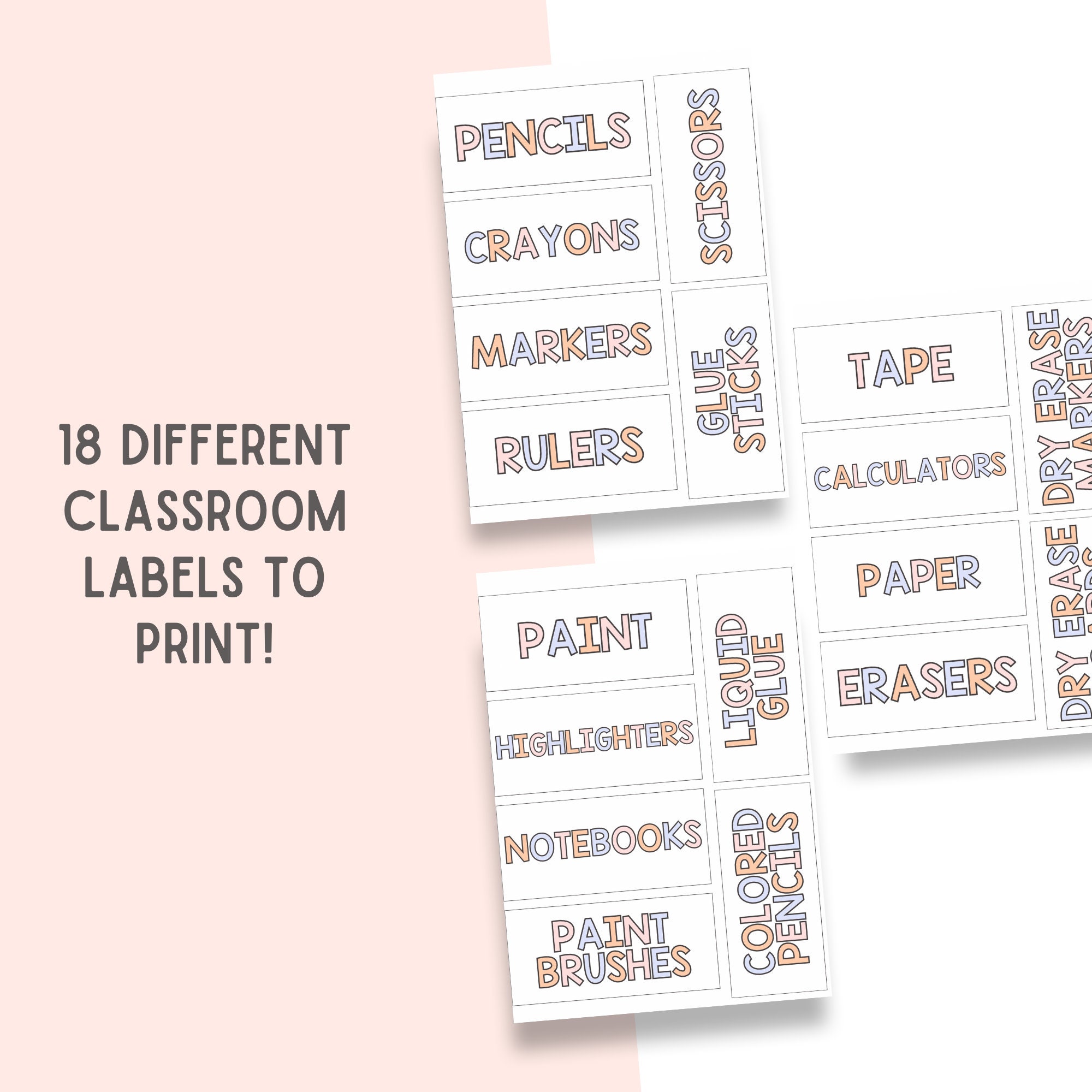 Classroom Decor // Classroom Labels // Supply Labels // Pastel ...