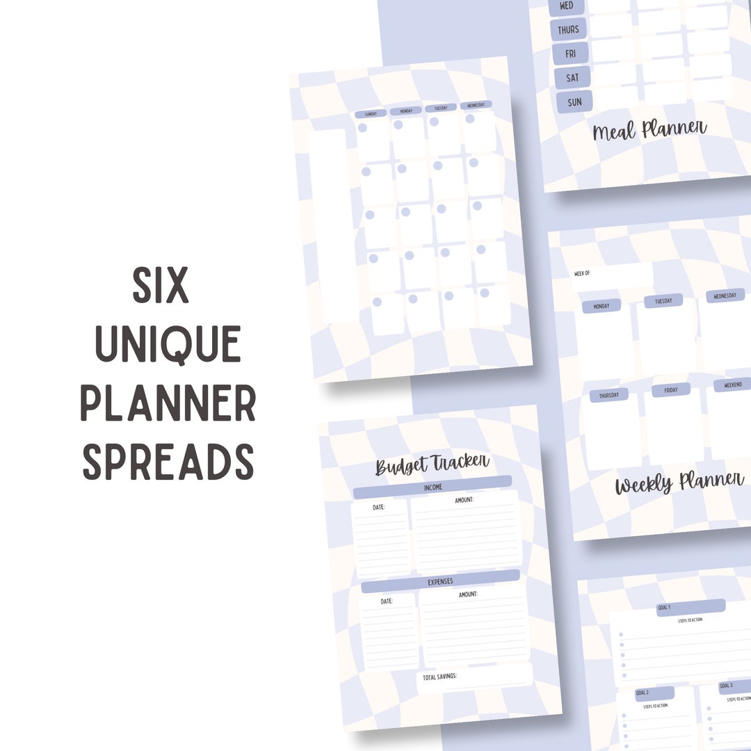 Retro Planner // Printable Planner Spreads // Digital Planner Spreads ...