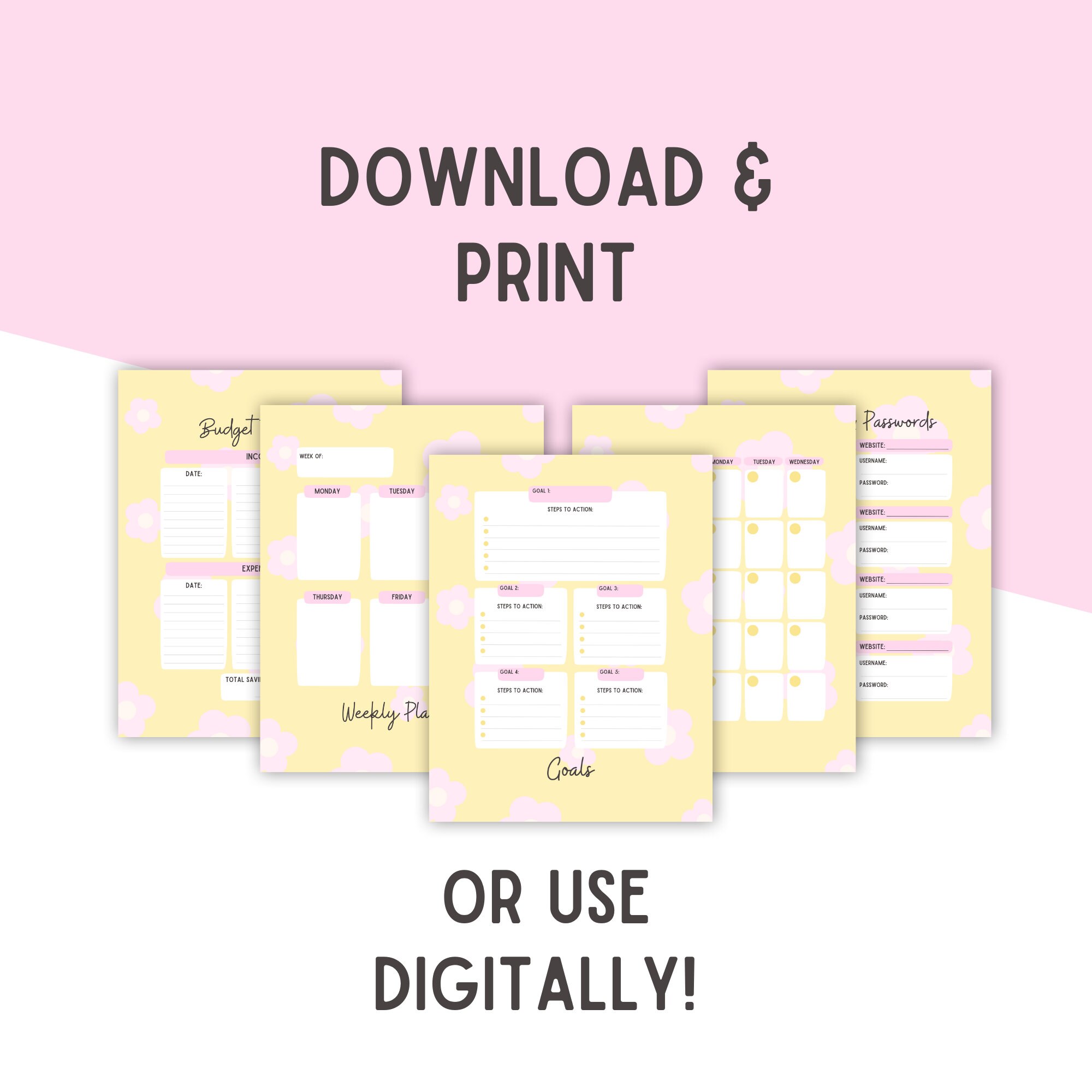 Retro Planner // Printable Planner // Digital Planner Spreads - Etsy