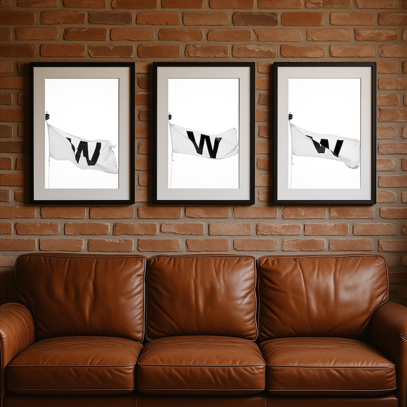 Wrigley Field W Flag Photo Print Set | Chicago Cubs Triptych Wall Art ...