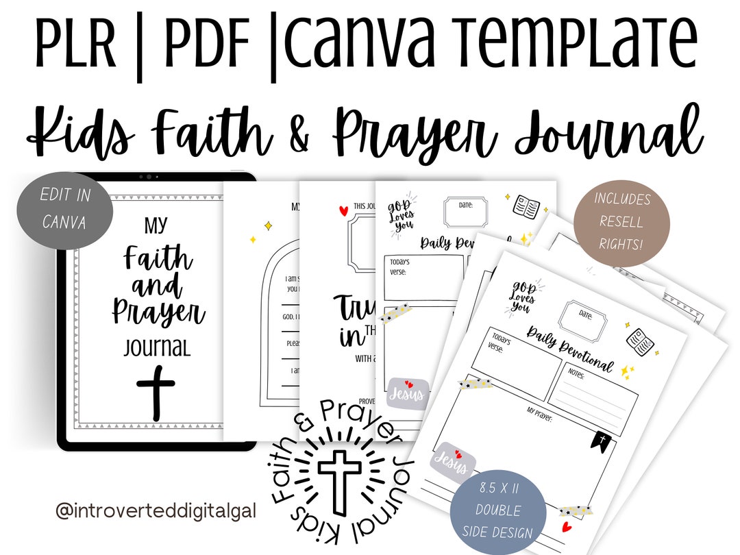 Kids Prayer Journal Printable PLR MRR Pdf, Canva Template, Commercial ...