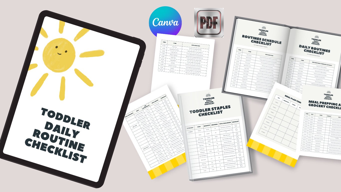 Toddler Daily Routine Checklist Instant PDF Download or Edit in Canva ...