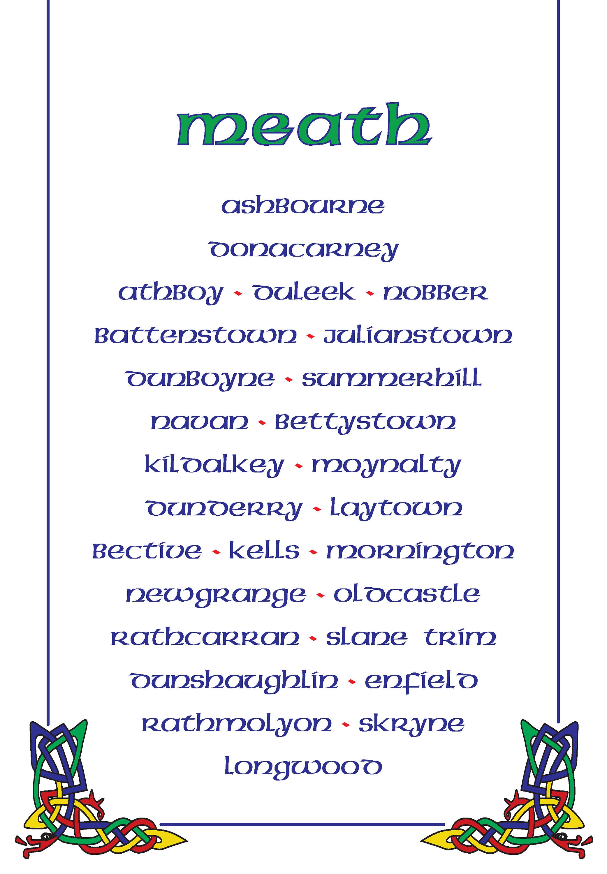 County Meath, Ireland: Indoor/outdoor Garden Flag, Table Runner, Canvas ...