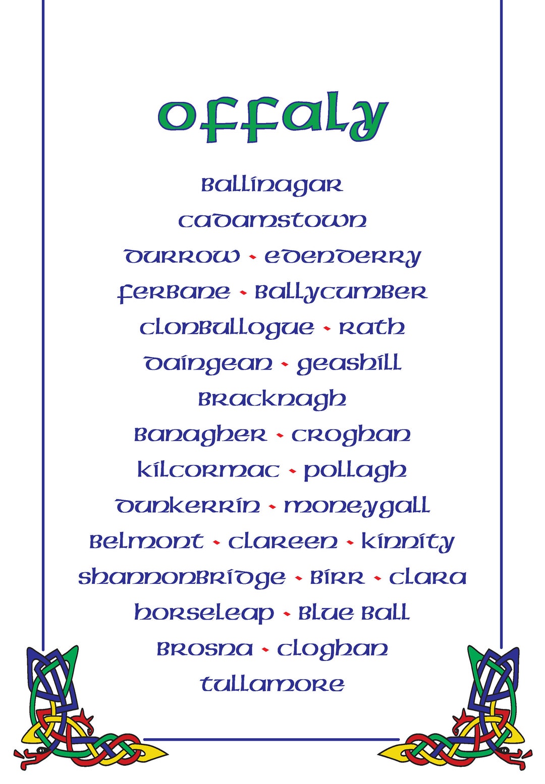 County Offaly, Ireland: Indoor/outdoor Garden Flag, Table Runner ...