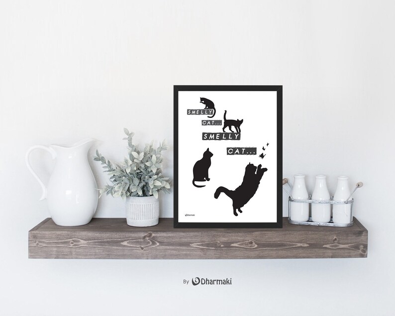 Smelly Cat Poster - Four Cats in Different Postures, Digital Print ...