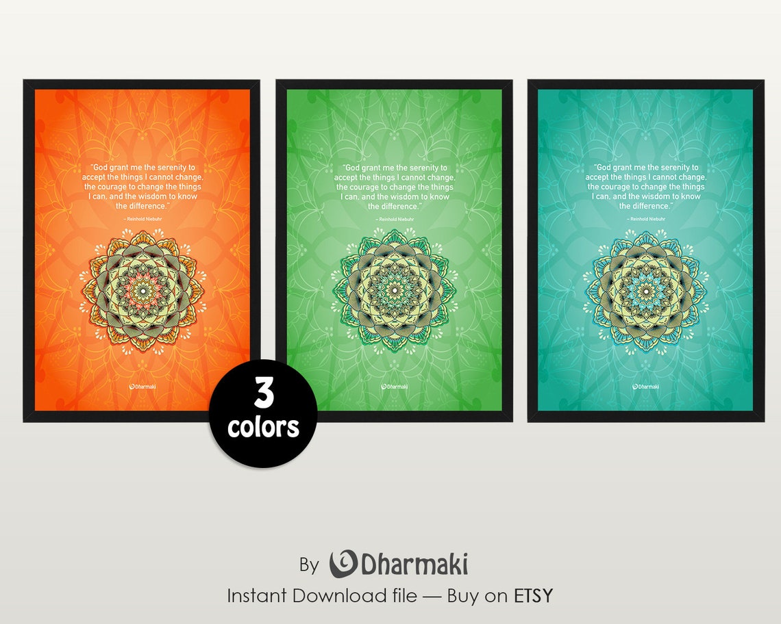 Serenity Prayer With Mandala, Mandala for Serenity, Spiritual Art ...