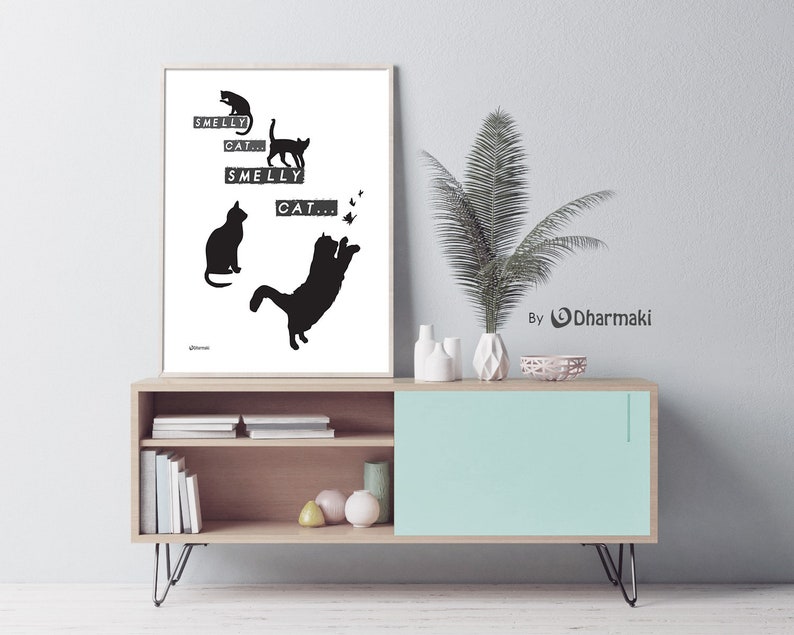 Smelly Cat Poster - Four Cats in Different Postures, Digital Print ...