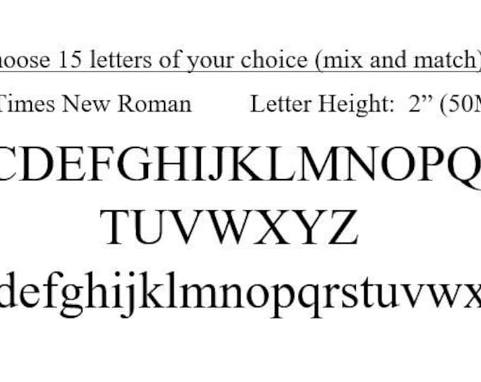 50mm 2 Numbers / Capitals / Lowercase Letters Times New Roman Font You ...