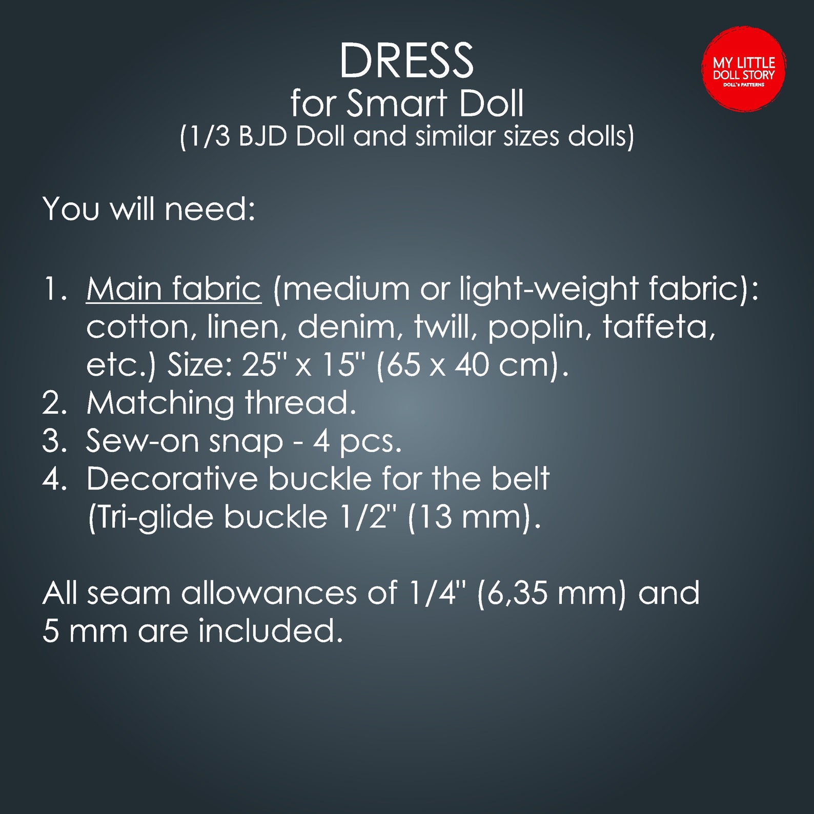 Smart Doll Pattern of DRESS in Digital PDF Format for Medium and Small ...