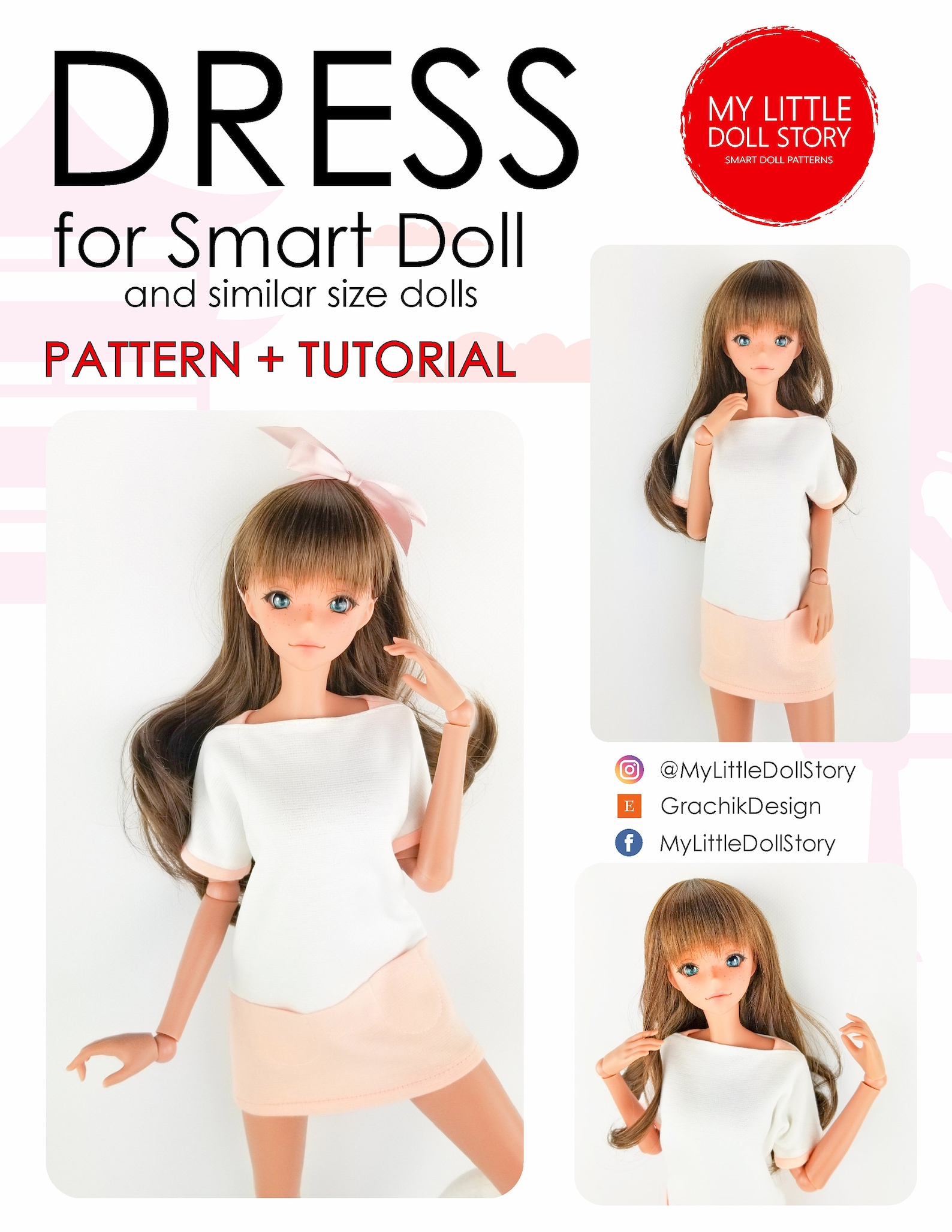Smart Doll Patterns of Three DRESSES in Digital PDF Format for | Etsy