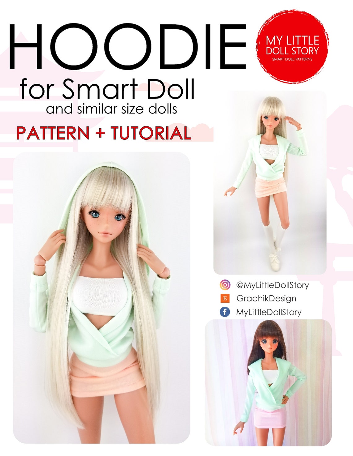 Smart Doll Pattern of Dress-hoodie and Hoodie in Digital PDF - Etsy