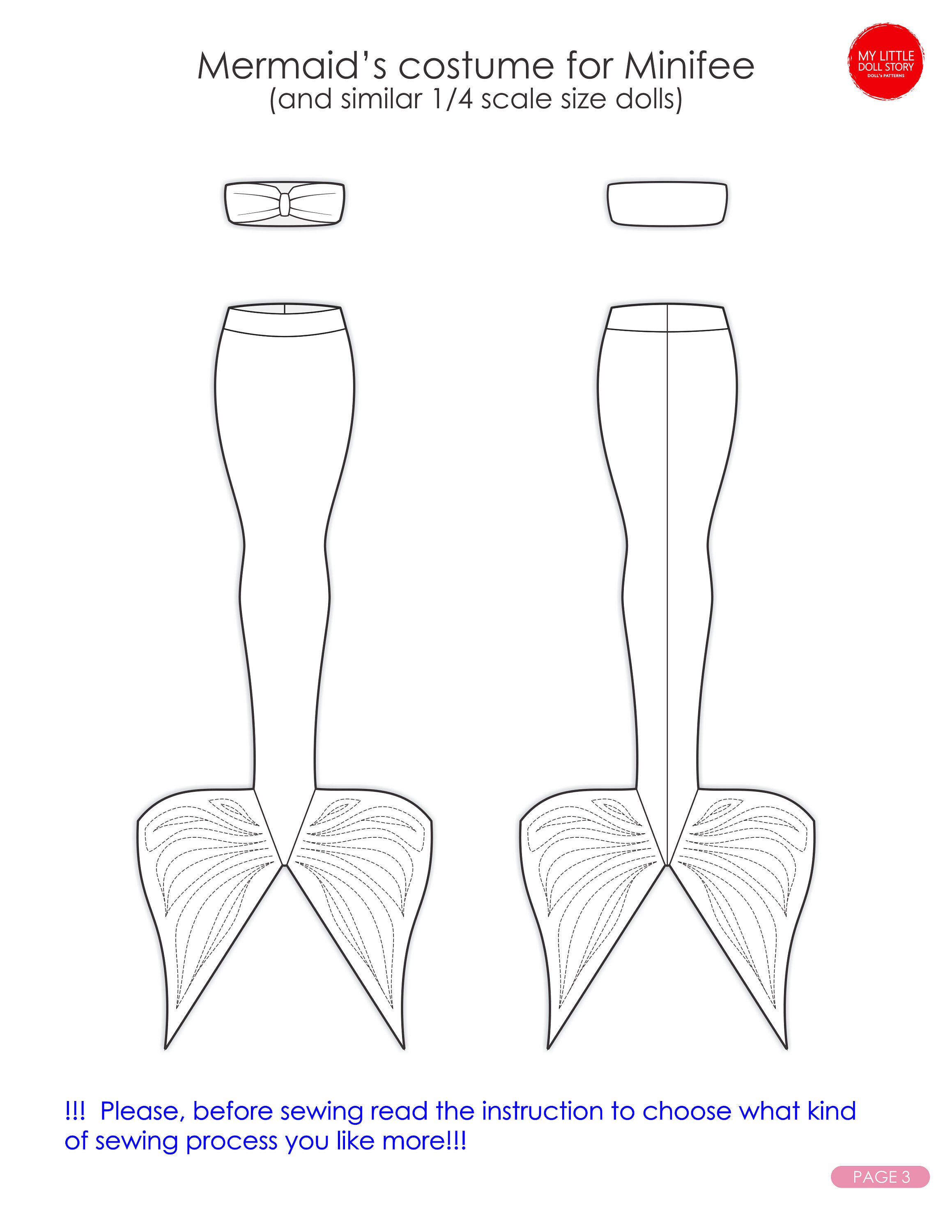Minifee's Pattern of Mermaid's Coctume in Digital PDF Format and Top ...