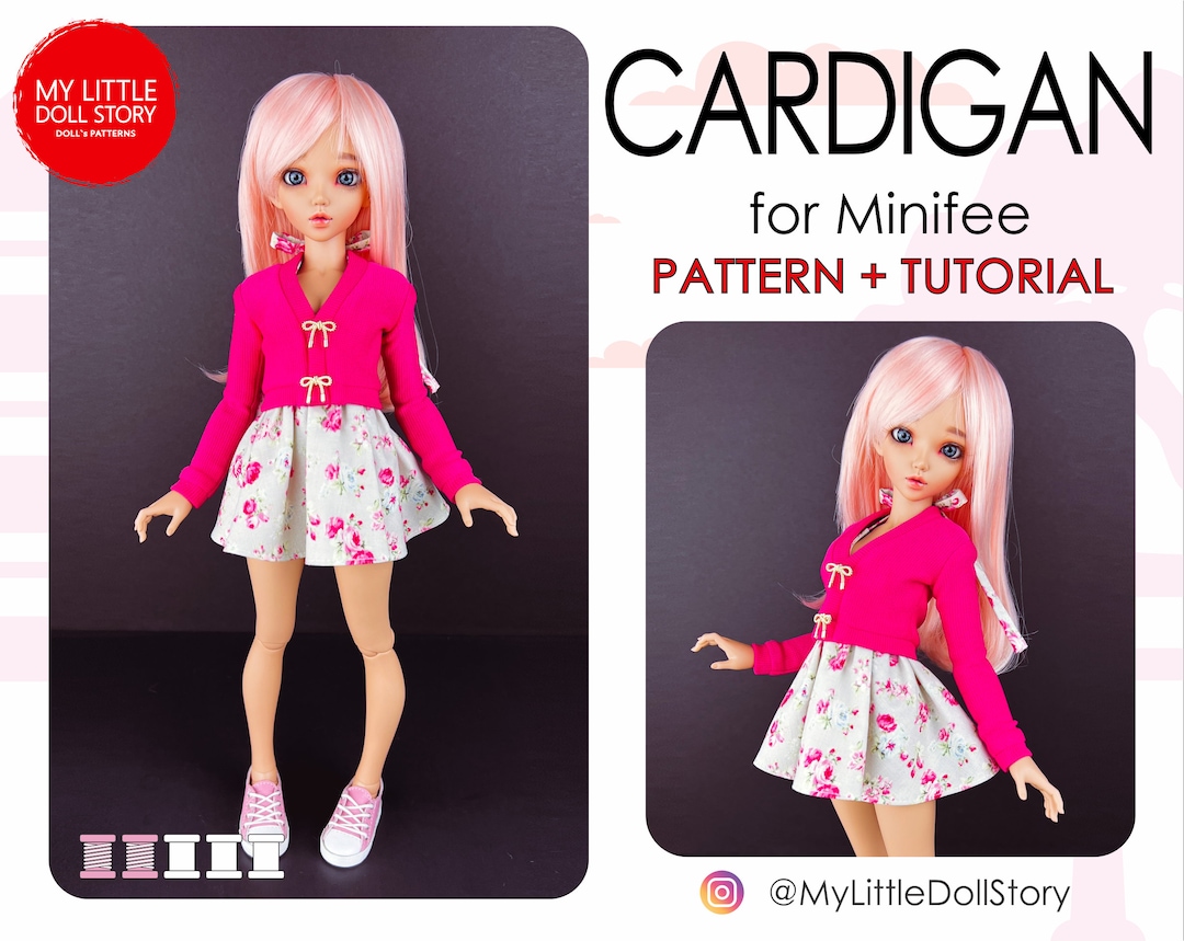 Minifee Pattern of the CARDIGAN in Digital PDF Format. 1/4 Scale Doll ...