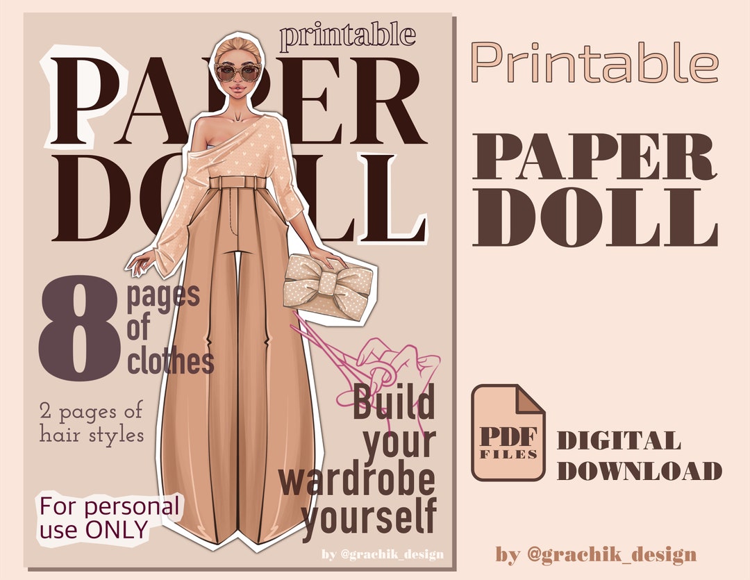 Paper Doll Printable for Adults. Fashion Paper Doll DIY - Etsy
