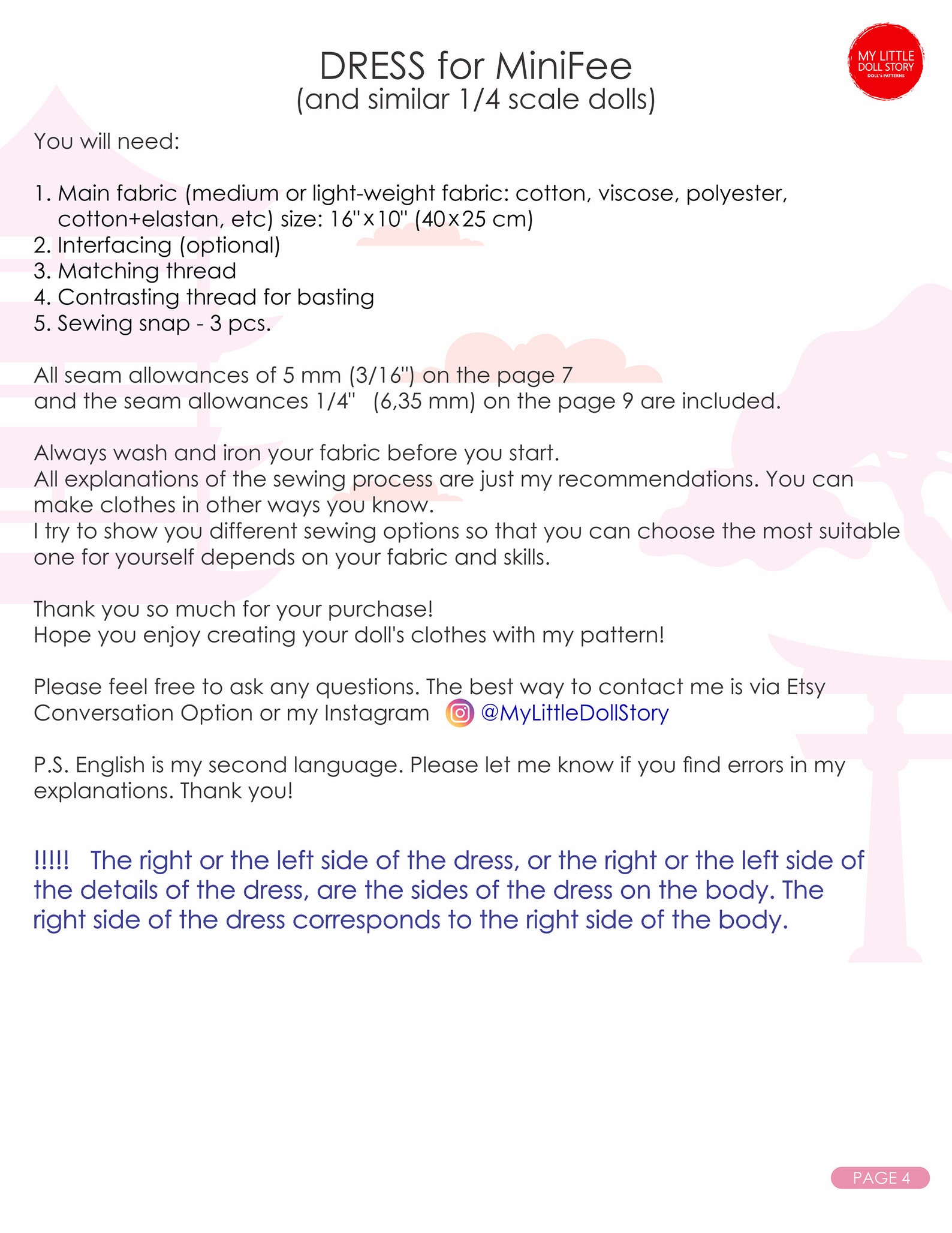 Minifee Pattern of DRESS in Digital PDF Format for C Size | Etsy