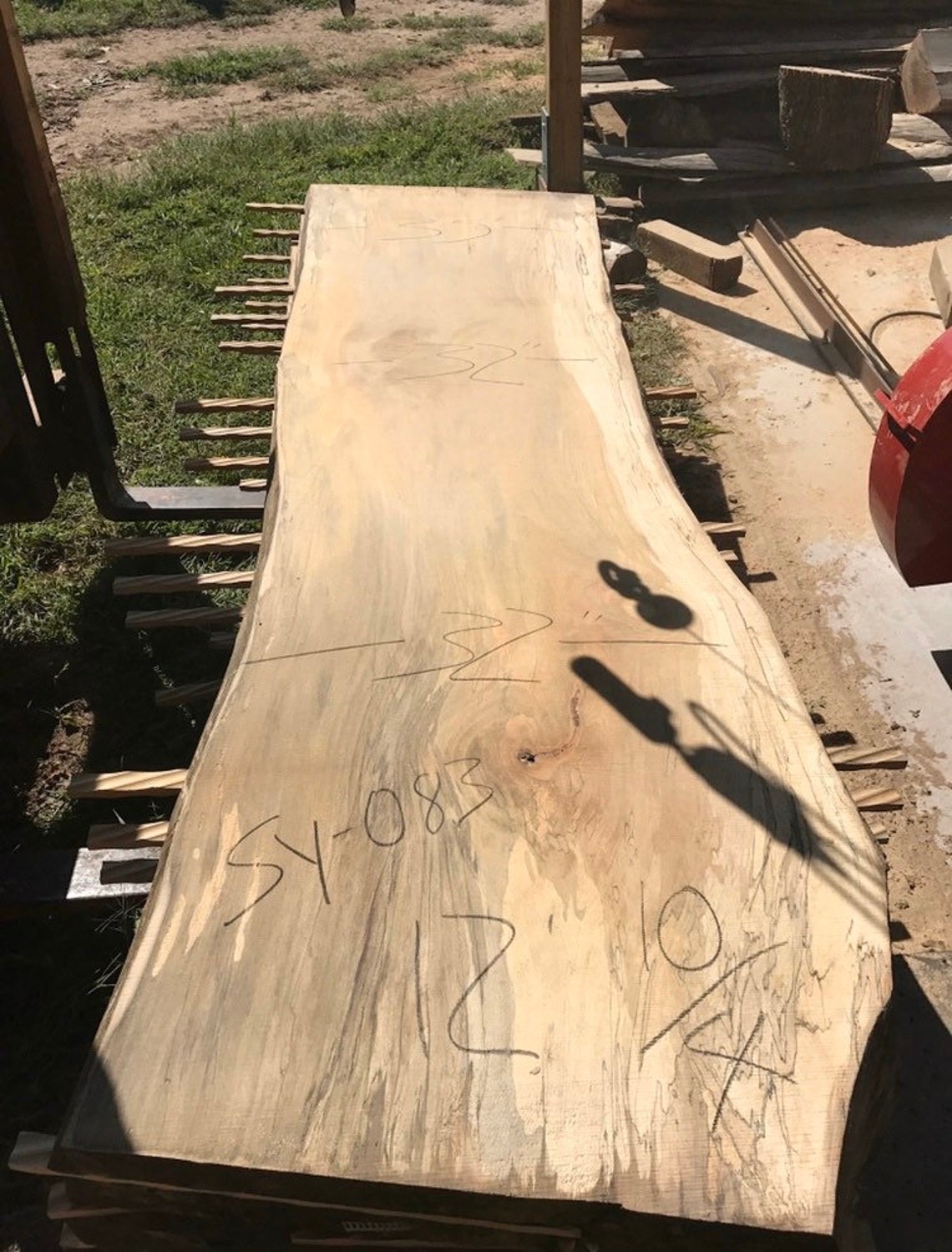 12 Foot Beautiful Sycamore Wood. One of a Kind Solid Wood Dining Table ...