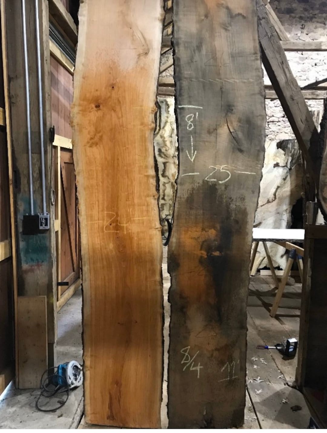 Wide Cherry Live Edge Wood Slab Table. 11 Foot Long Live Edge Cherry ...