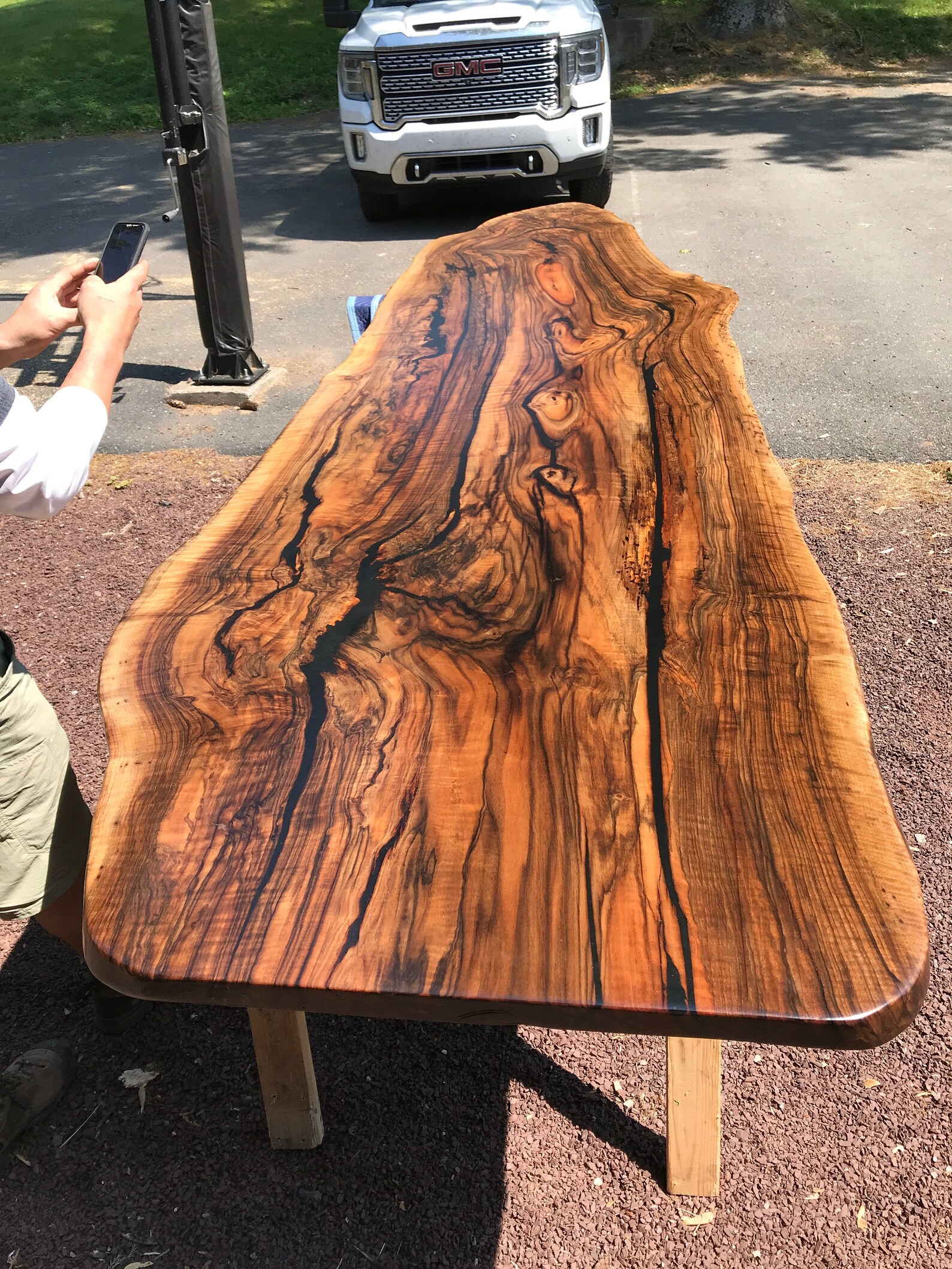 Curly Walnut Wood Slab. 12 Foot Walnut Wood Slab. Long Wood Slab Table ...