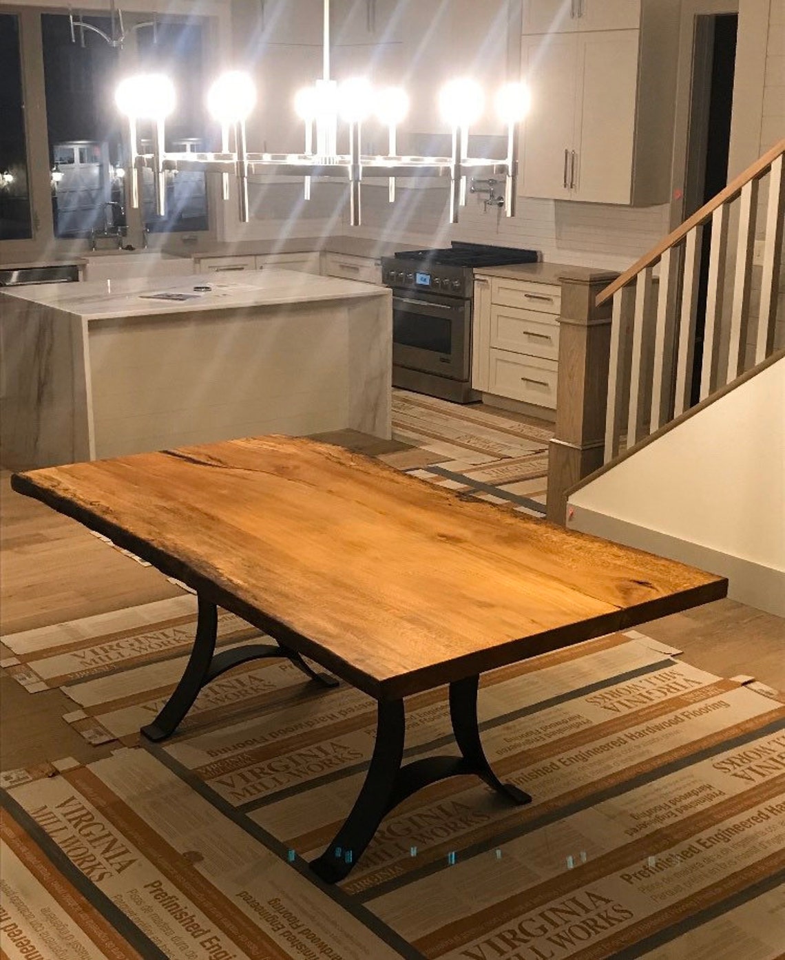 12 Foot Beautiful Sycamore Wood. One of a Kind Solid Wood Dining Table ...