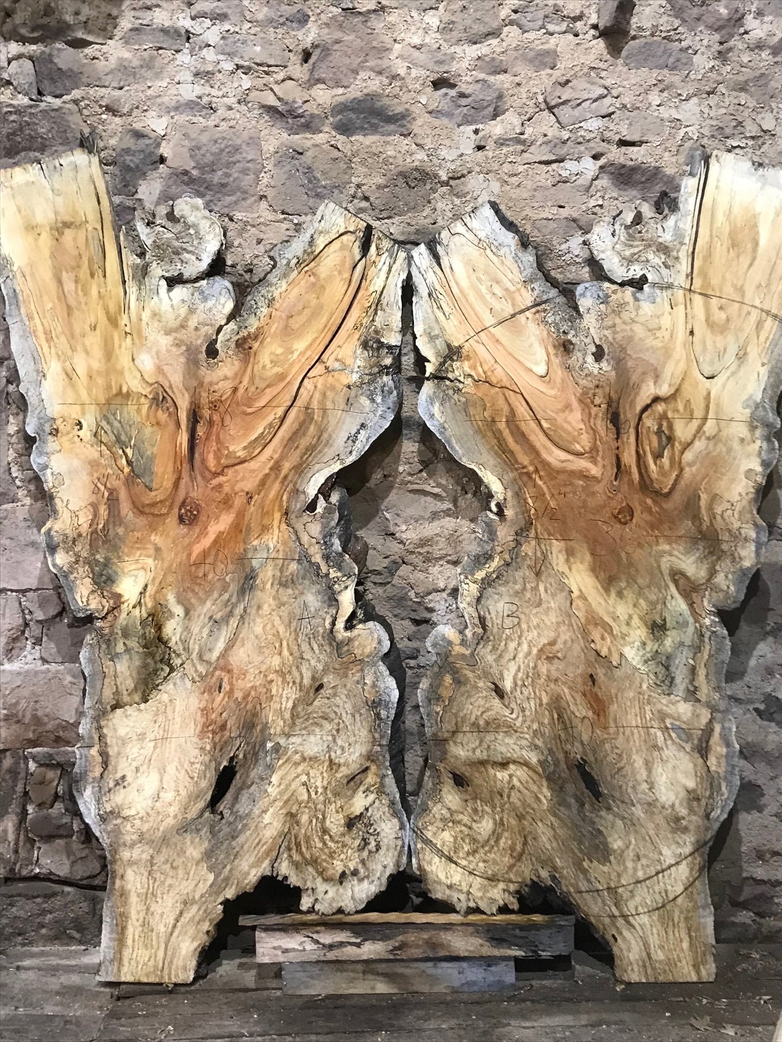 Custom Sliding Door 8 Foot Spalted Maple Live Edge Bookmatched Wood ...