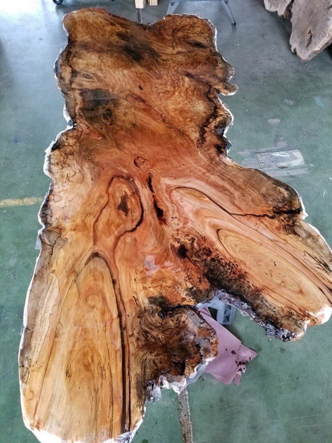 8 Foot Spalted Silver Maple Wood Slab. Live Edge Wood Slab Table. Wood ...