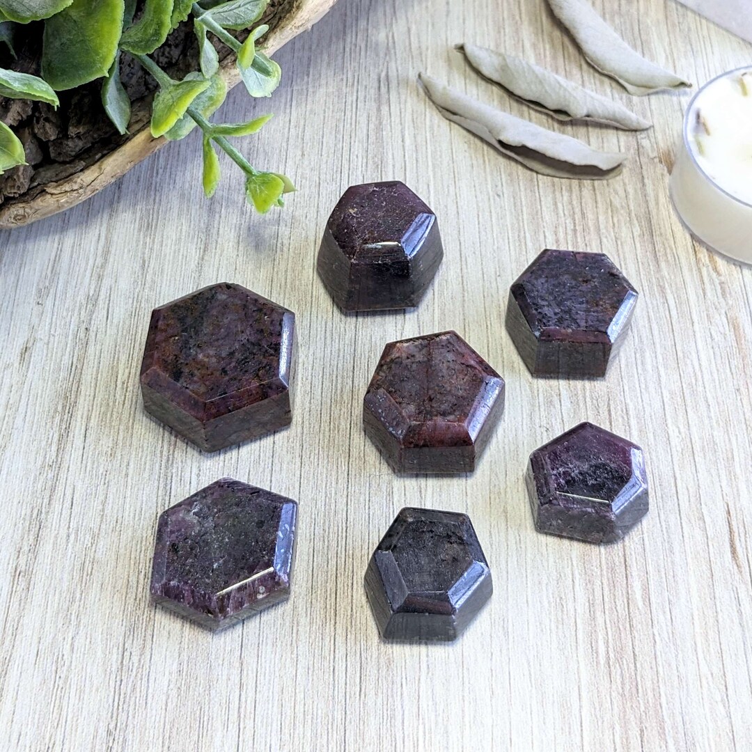 Polished Ruby Hexagon: Heart & Root Chakra Stone - Etsy