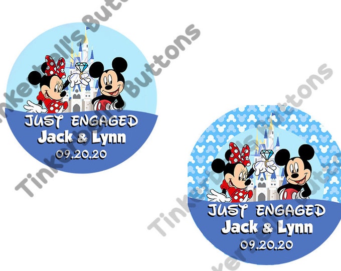 Disney Engagement Buttons-disney Engagement Pins-disney Just Engaged ...