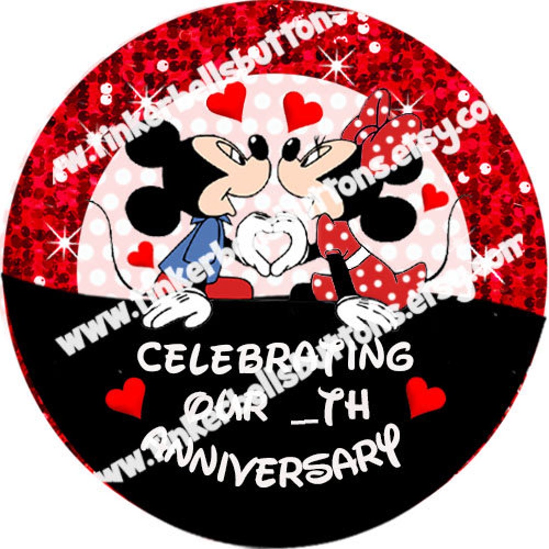 Disney Anniversary Buttons-disney Anniversary Pins-mickey and Minnie ...