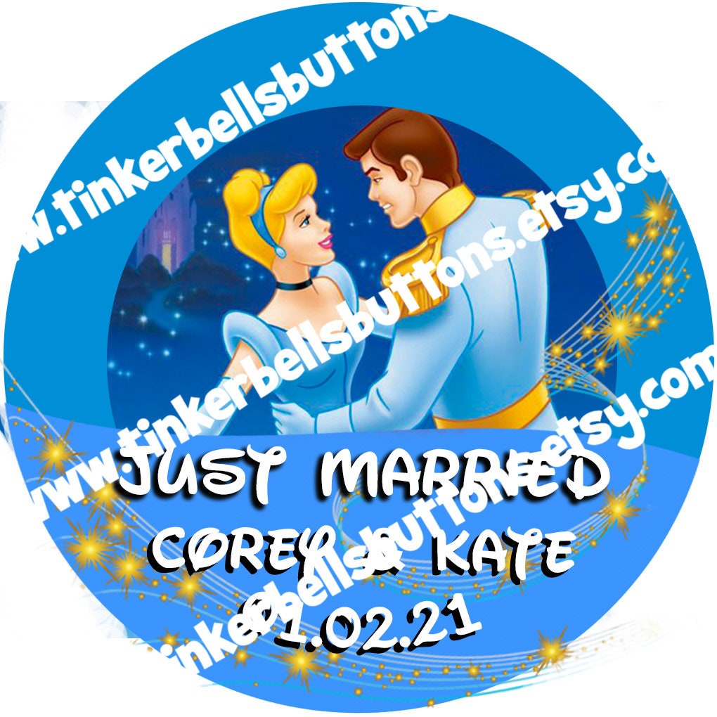 Disney Just Married Buttons-Disney Just Married | Etsy