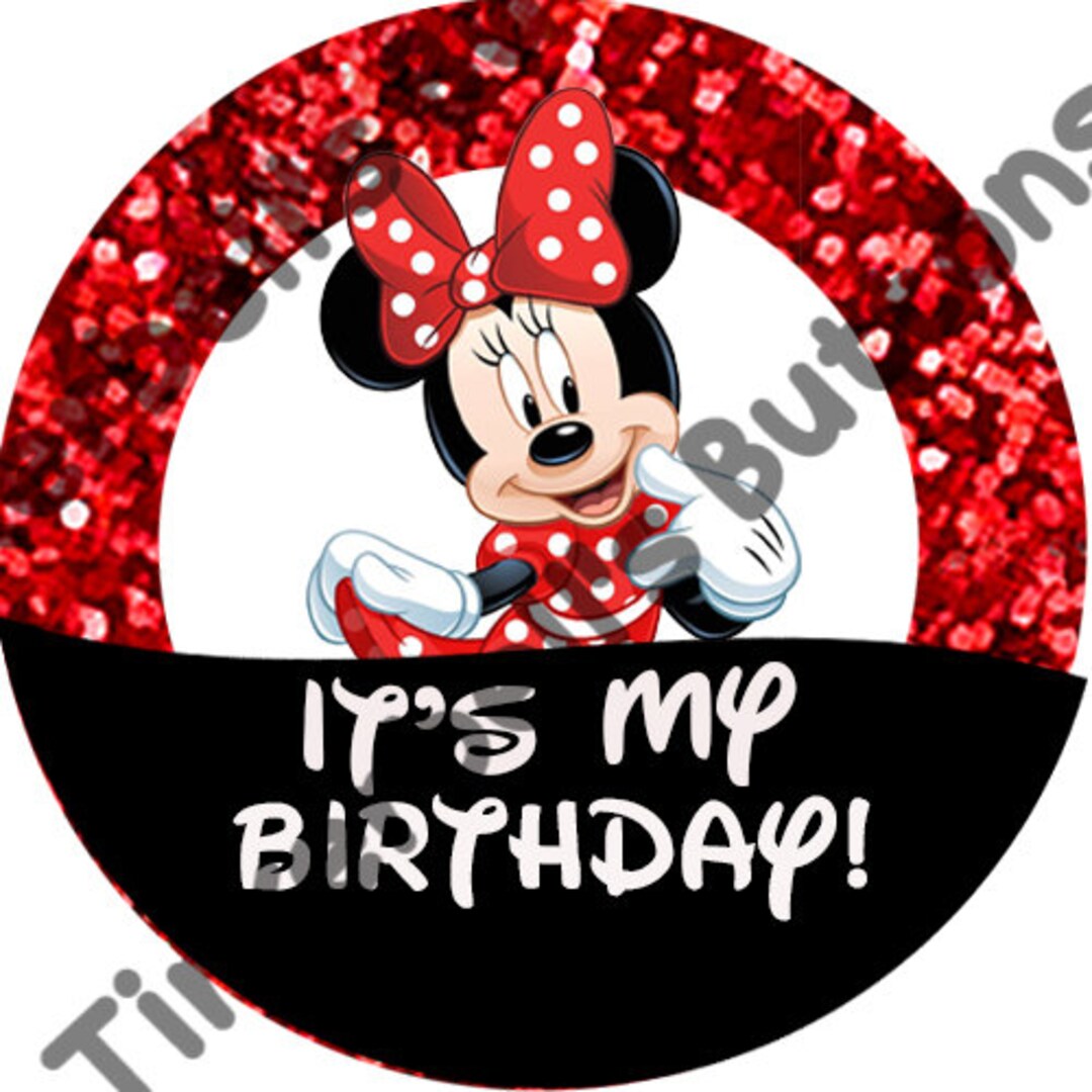 Minnie Birthday Button-disney Birthday Buttons Disney Birthday Pins ...