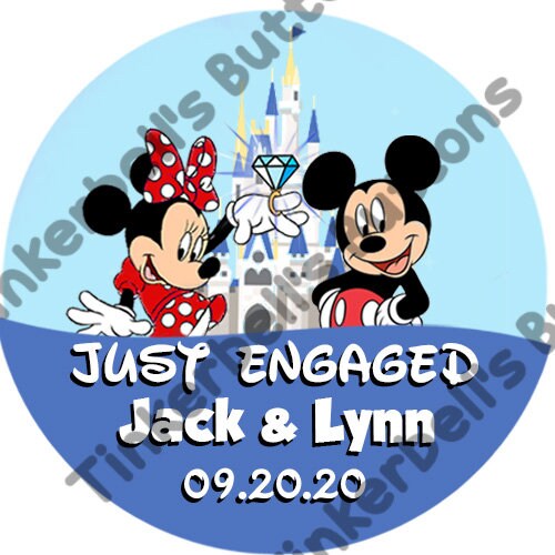Disney Engagement Buttons-disney Engagement Pins-disney Just - Etsy