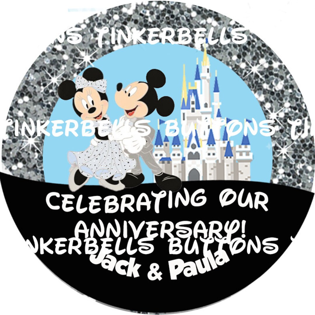 Disney Anniversary Buttons-disney Anniversary Pins-mickey and Minnie ...