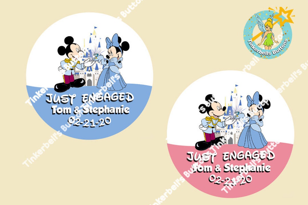 Disney Engagement Buttons-disney Engagement Pins-disney Just Engaged ...