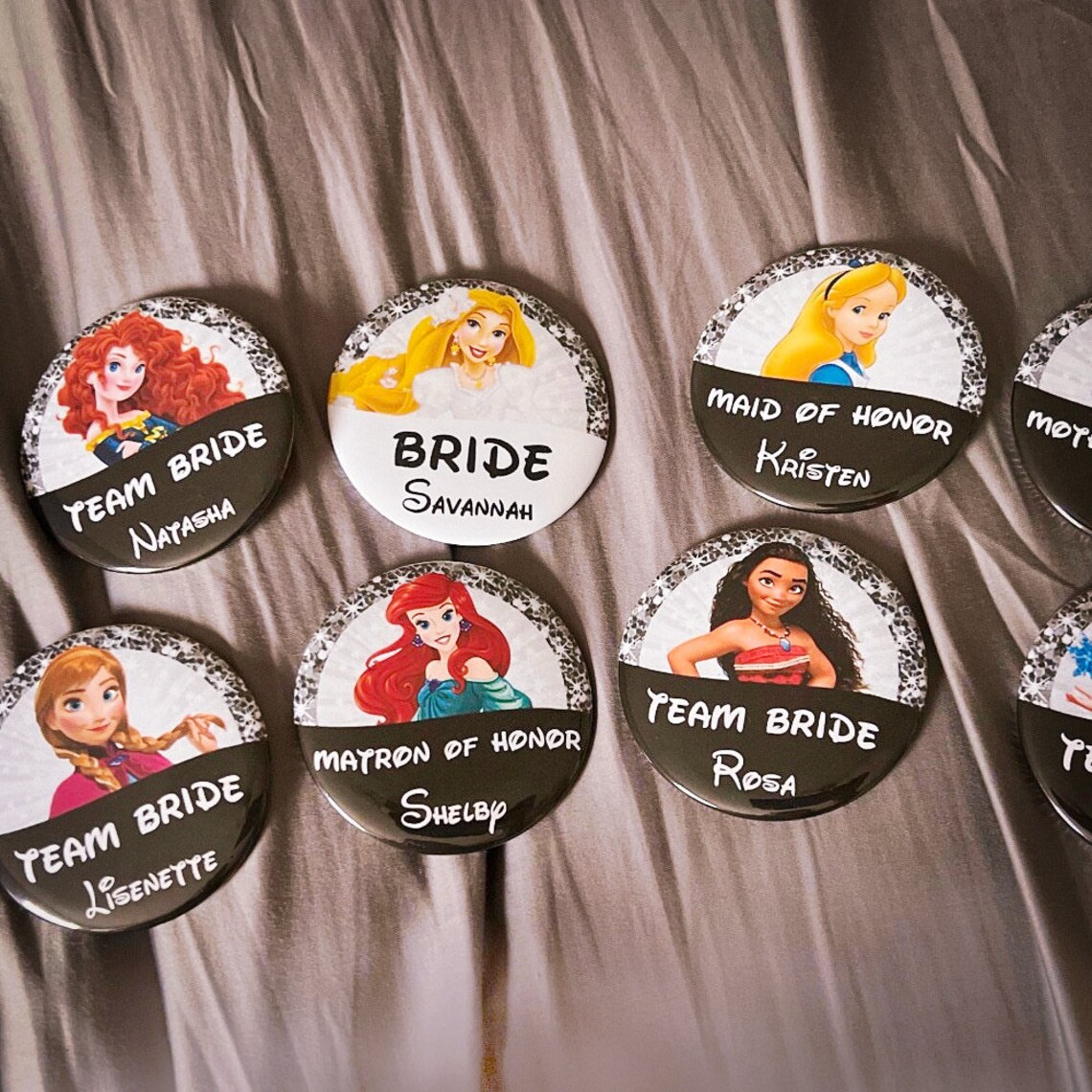 Disney Wedding Party Buttons-princess Wedding Buttons-disney - Etsy