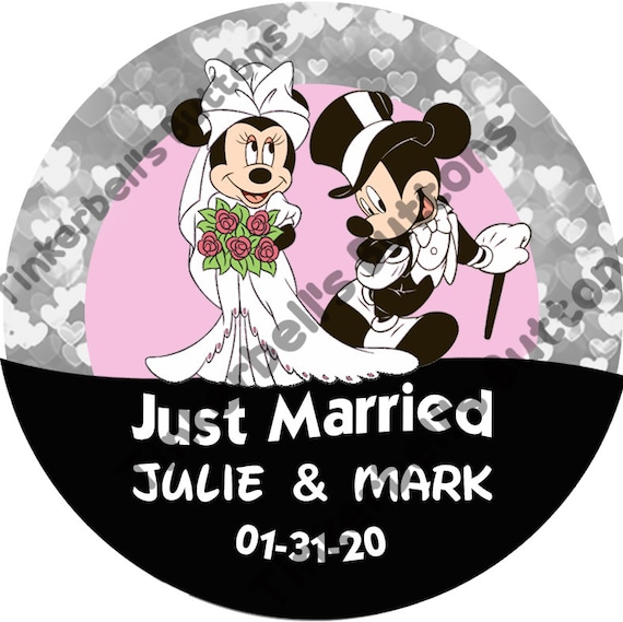 Mickey and Minnie Just Married Disney Buttons-mickey and - Etsy