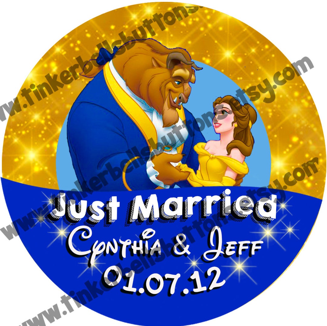 Belle Beast Just Married Buttons-belle Just Married Pins-disney Just ...