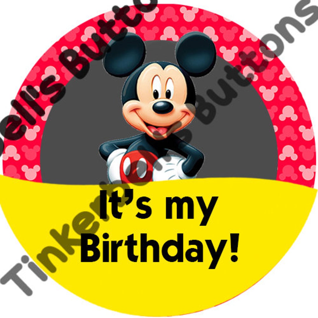 Disney Birthday Buttons-disney Birthday Pins Disney - Etsy