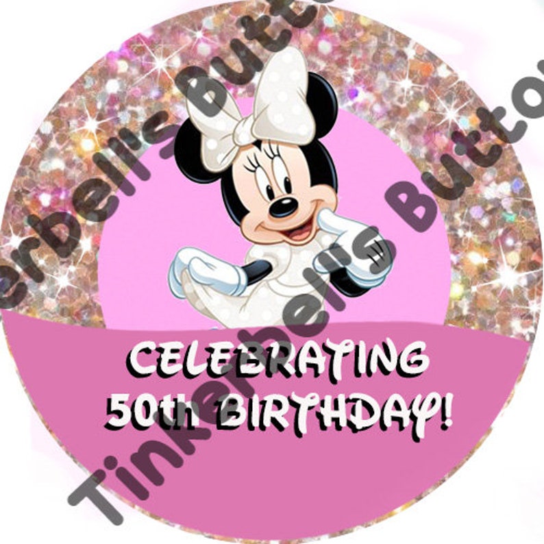 Minnie Birthday Button-disney Birthday Buttons Disney | Etsy
