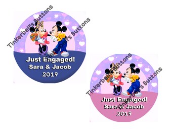 Disney Engagement Buttons-Disney Engagement Pins-Disney Just | Etsy