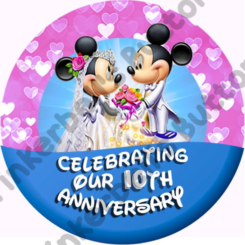 Disney Anniversary Buttons-Disney Anniversary Pins-Mickey and | Etsy