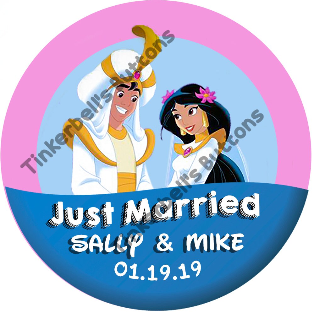 Just Married Buttons-just Married Pins-aladin and Jasmine | Etsy