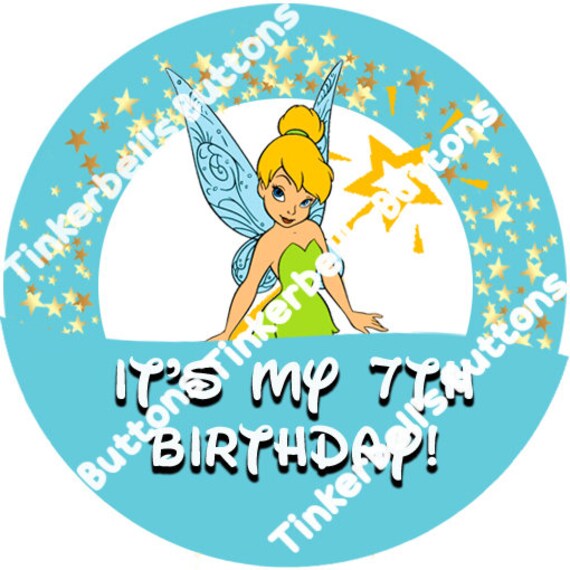 Tinkerbell Birthday Buttons-disney Birthday Buttons-disney - Etsy
