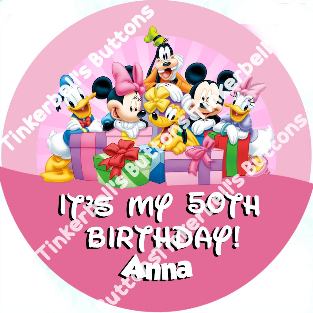 Disney Birthday Buttons-Disney Birthday Pins Disney | Etsy