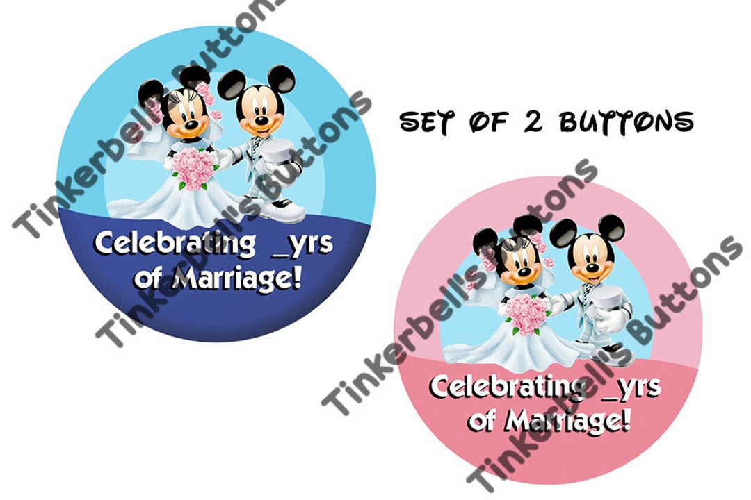 Disney Anniversary Buttons-disney Anniversary Pins-mickey and Minnie ...